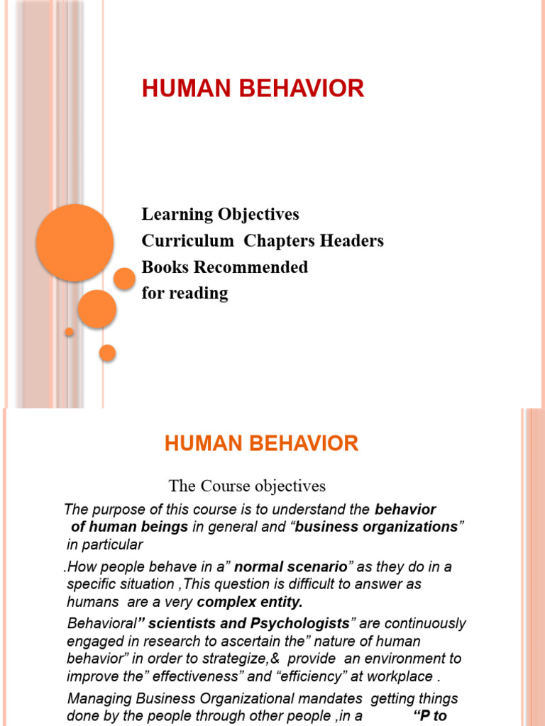 BS H B. Chapter Topics.2022 - PPT 1 | PDF | Psychology | Behavior