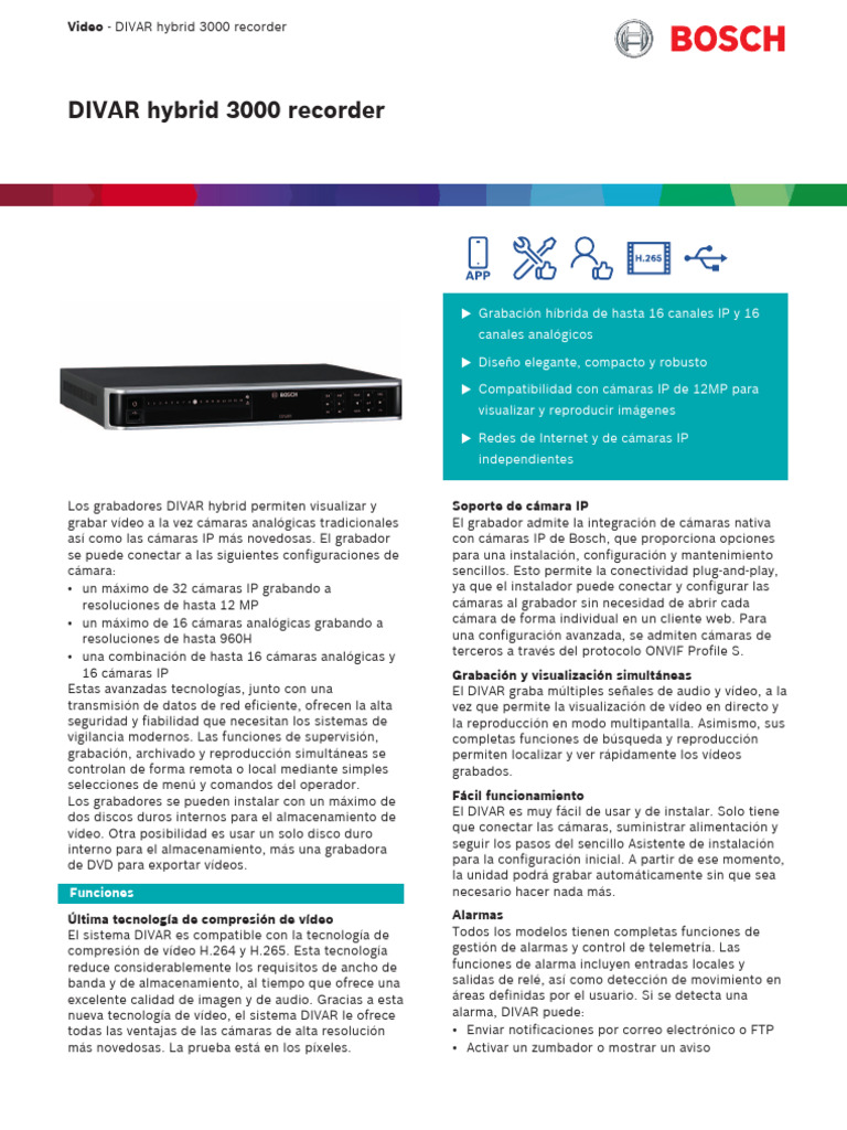 DIVAR Hybrid 3000 Data Sheet esES 27833110027 | PDF | Protocolos de ...