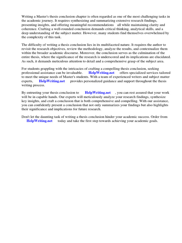 Master Thesis Conclusion Chapter | PDF | Thesis | Science
