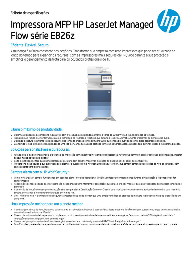 Catalogo HP MFP Mono A3 E82660z - Portugues Maio de 2023 | PDF | USB ...