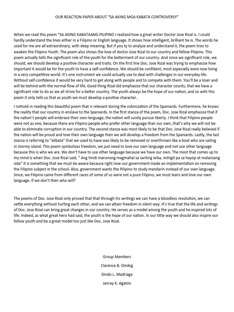 Reaction Paper | PDF