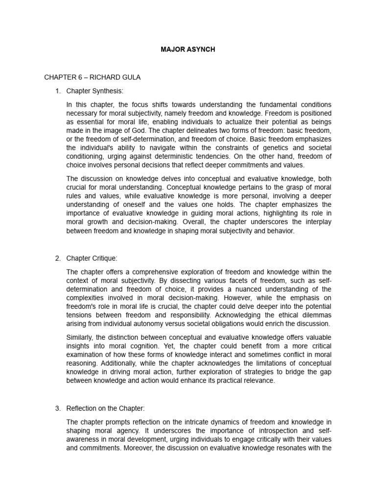 Chapter 6,7,9 Richard Gula | PDF | Free Will | Conscience