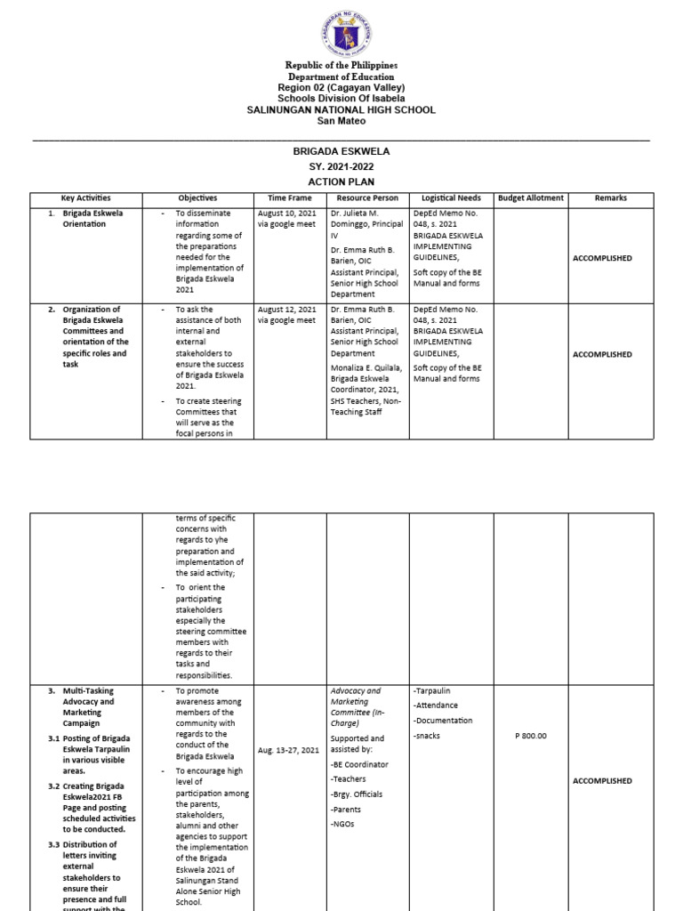 action Plan (AutoRecovered) | PDF | Volunteering