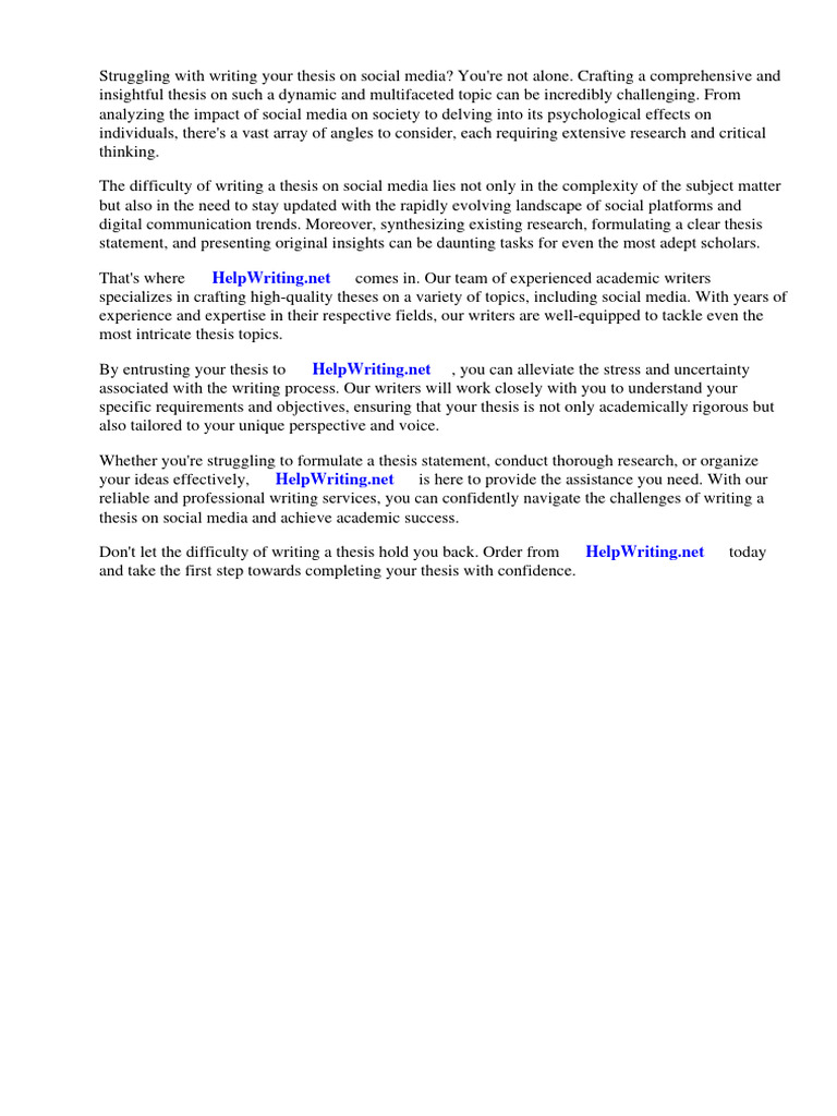 Thesis Social Media | Download Free PDF | Social Media | Popular ...