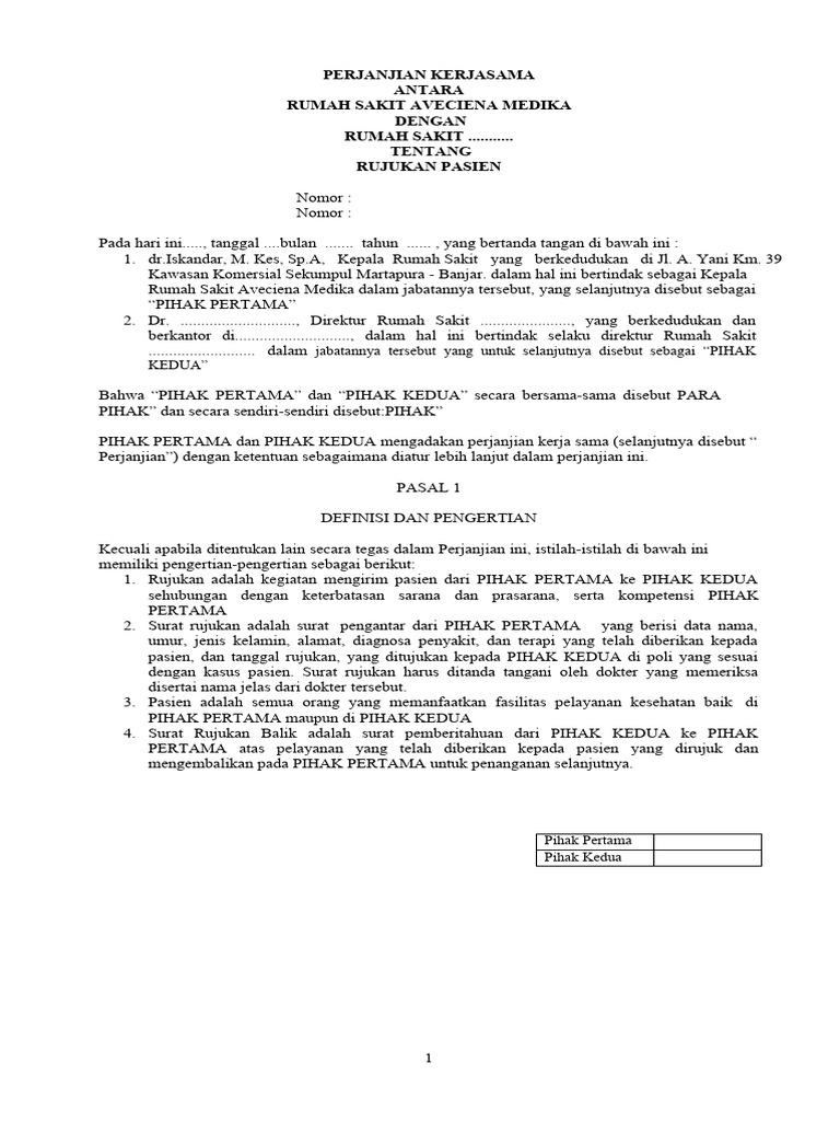 Idoc - Pub - Contoh Mou Rujukan DGN Rumah Sakit | PDF