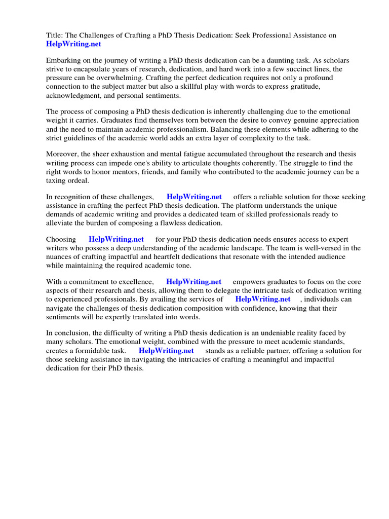 PHD Thesis Dedication Examples | PDF | Thesis | Essays PHD Thesis Dedication Examples | PDF | Thesis | Essays