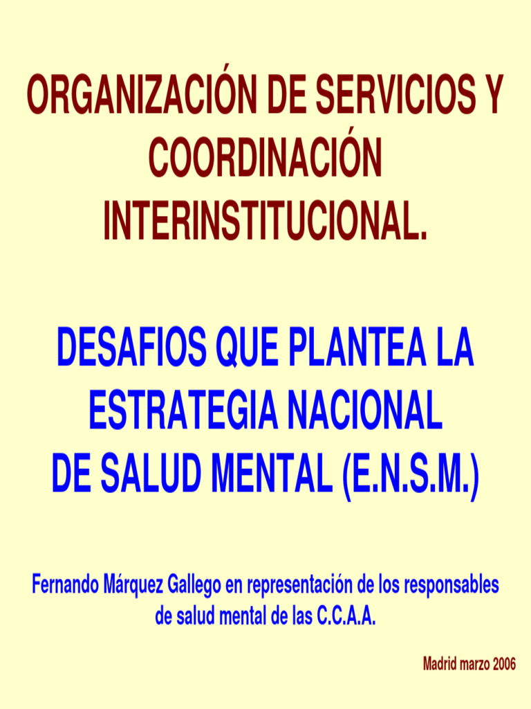 Desafios Que Plantea La Estrategia Nacional De Salud Mental E N S M