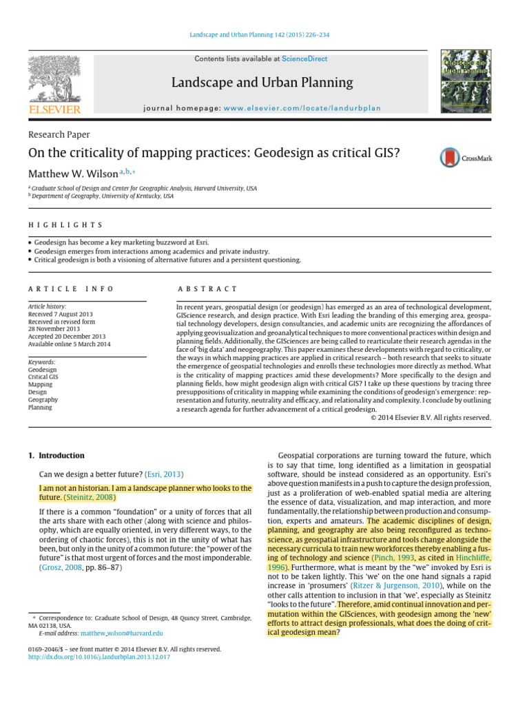 05 - On the criticality of mapping practices Geodesign as critical GIS ...