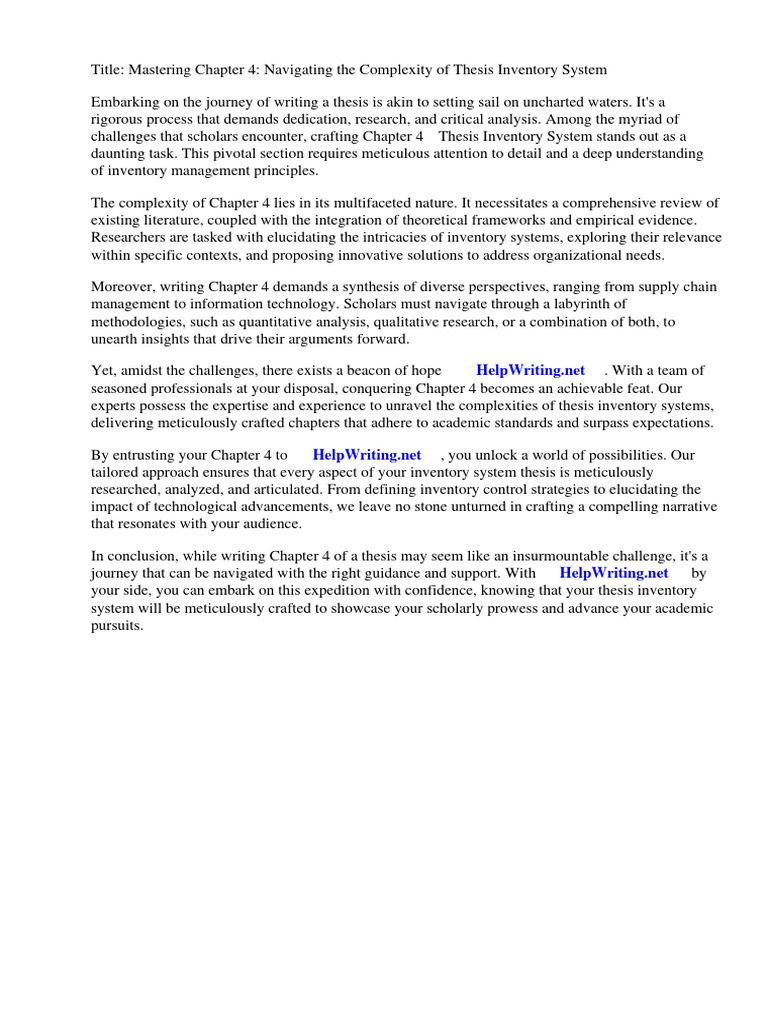 Chapter 4 Thesis Inventory System | PDF | Inventory | Thesis