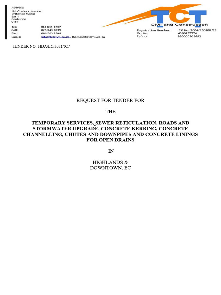 Tender Pack Ec Hda - Ec.2021.027 | PDF | Storm Drain | Specification ...