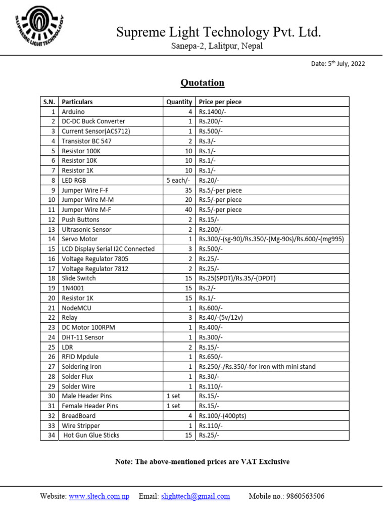 Quotation of Materials For UTECH College | PDF | Switch | Electric Power