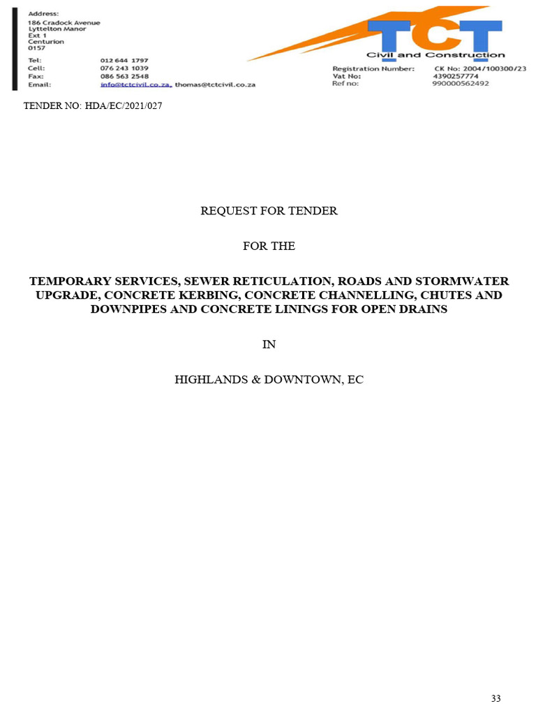 Tender Pack Ec Hda - Ec.2021.014 | PDF | Subcontractor | Sanitary Sewer