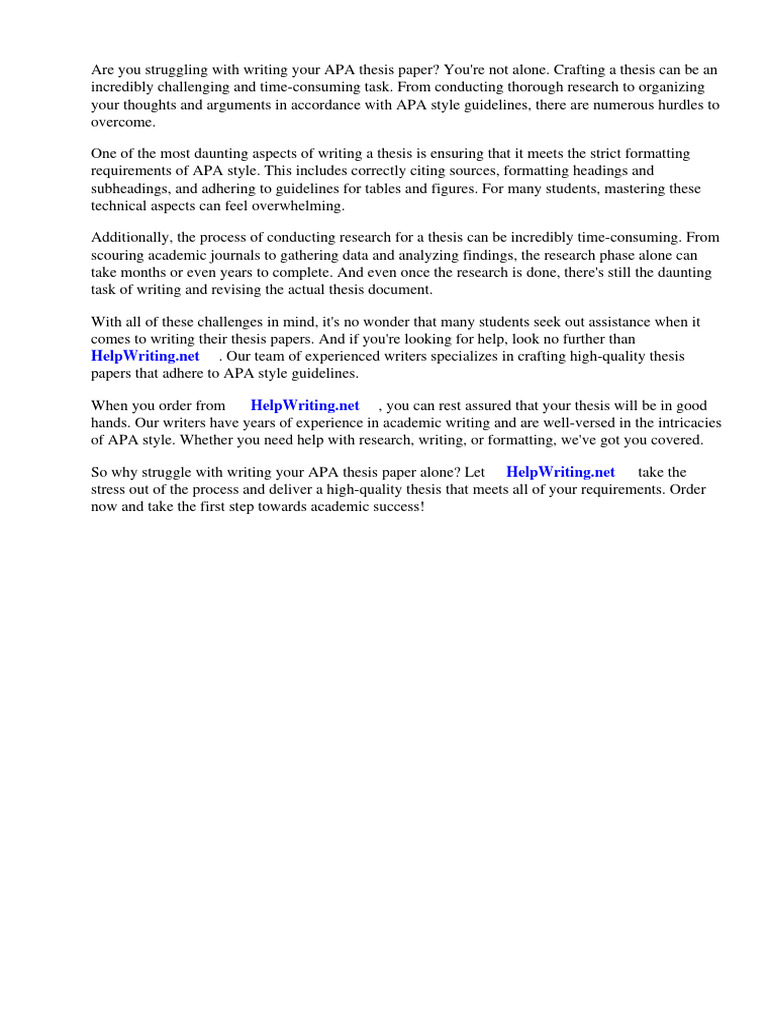 Sample of Apa Thesis Paper | PDF | Apa Style | Thesis