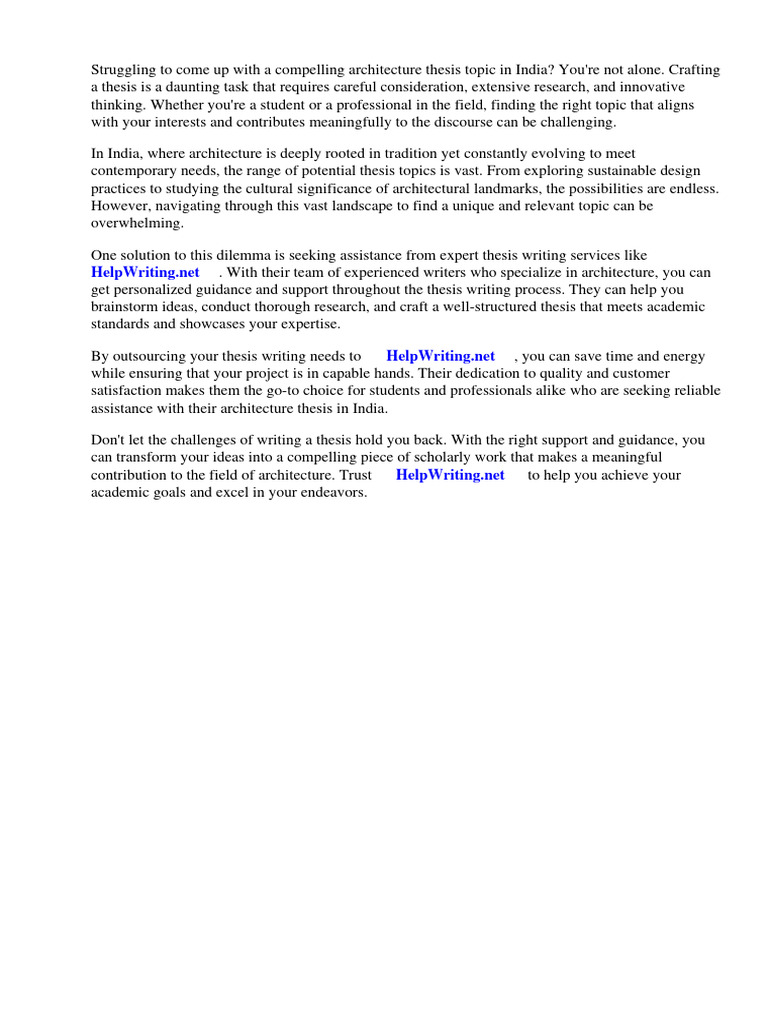 Architecture Thesis Topics India | PDF | Thesis | Psychology