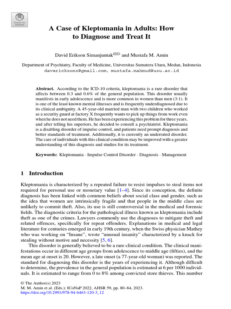 A Case of Kleptomania in Adults: How To Diagnose and Treat It | PDF ...