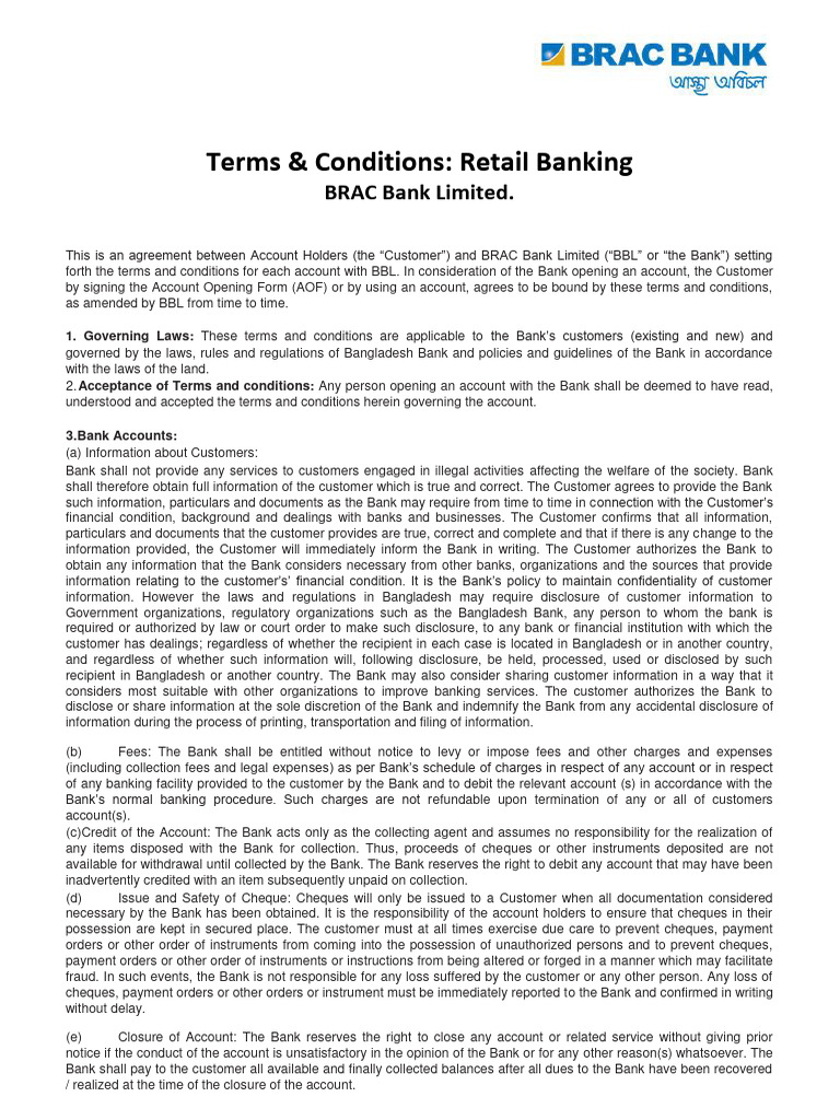 Brac Bank Statement Policy | PDF | Banks | Debit Card