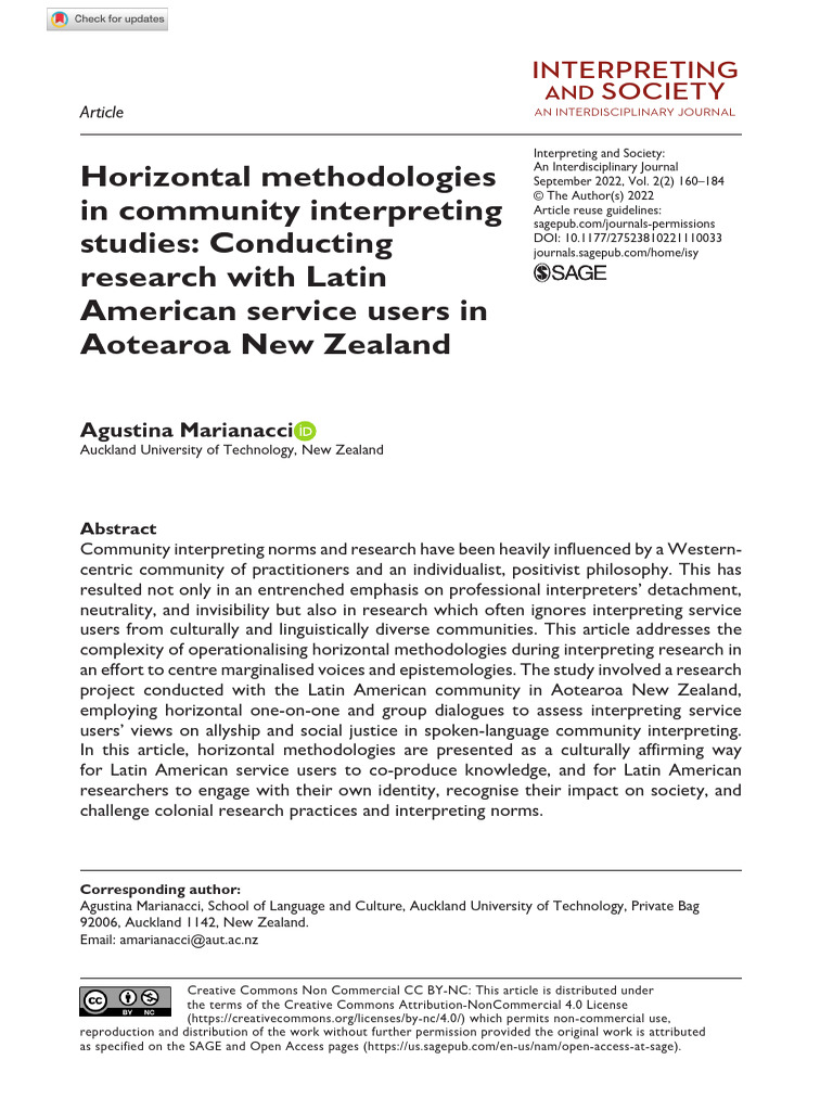 Horizontal Methodologies in Community Interpreting | PDF | Methodology ...