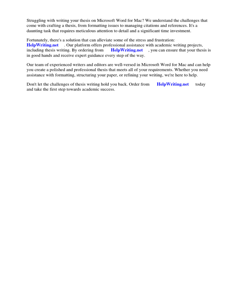 Thesis Help for Mac Word Users | PDF | Microsoft Word | Thesis