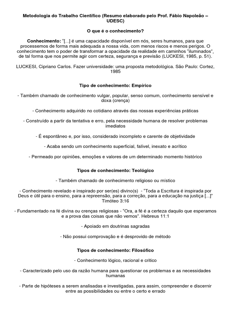 Metodologia Do Trabalho Cient Fico Resumo | PDF | Método científico ...