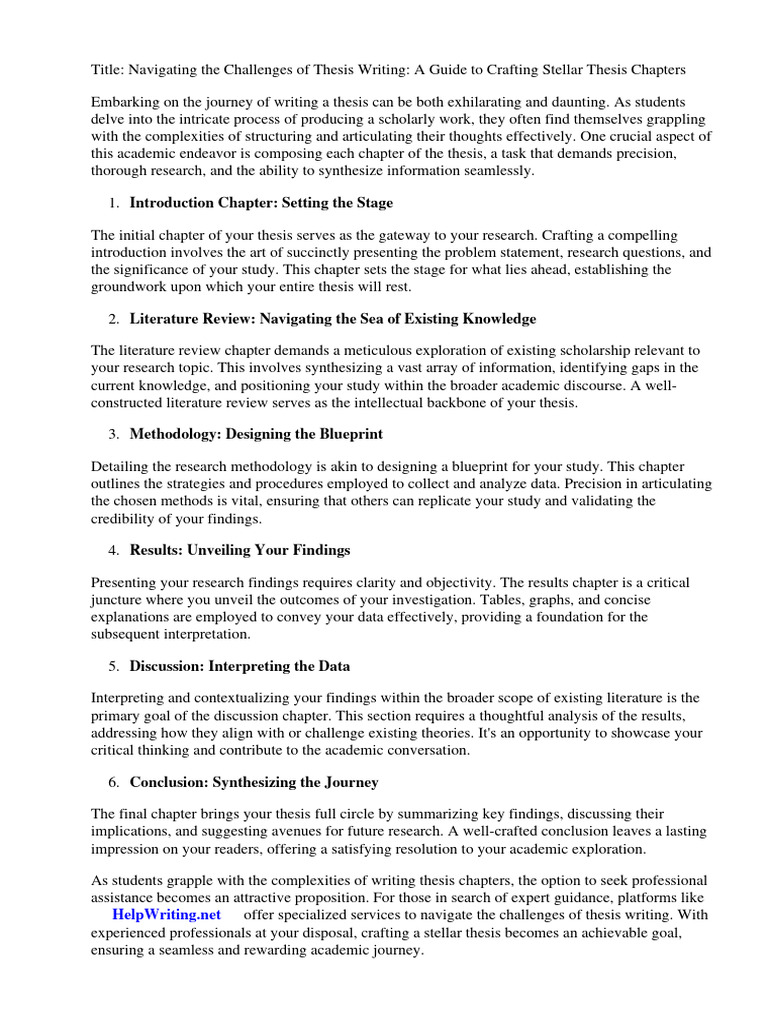 How To Write A Thesis Chapter Pdf Thesis Methodology