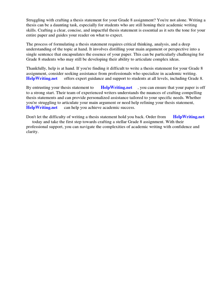 Thesis Statement Examples Grade 8 | PDF | Essays | Thesis