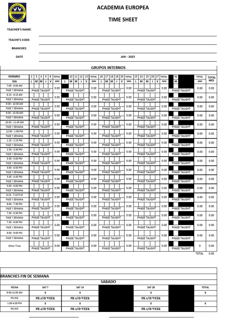 Timesheet January | PDF