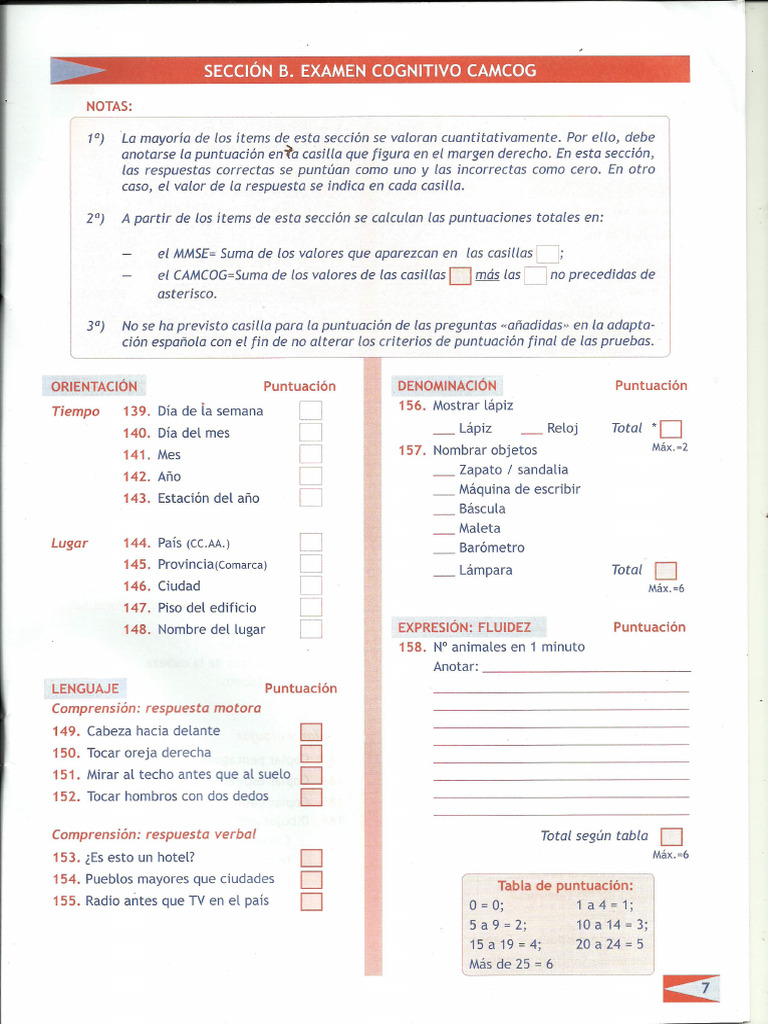 CamCog Hoja de Respuestas | PDF