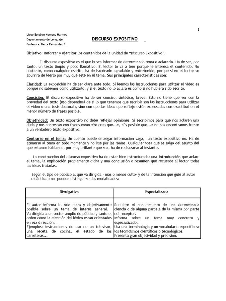 Características del Discurso Expositivo | PDF | Folklore