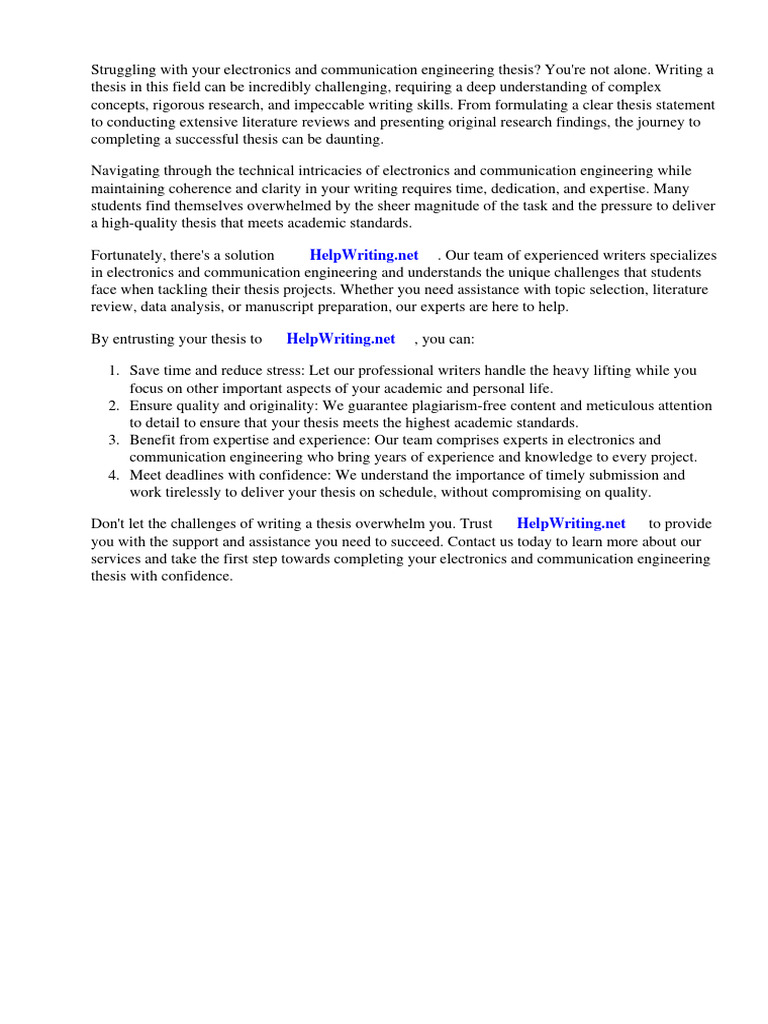 Electronics and Communication Engineering Sample Thesis | PDF | Electronic Engineering | Electronics
