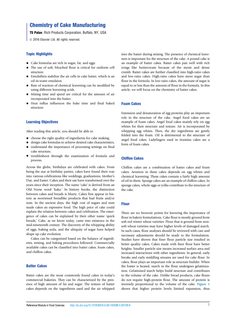 Chemistry of Cake manufacturing | PDF | Flour | Cakes