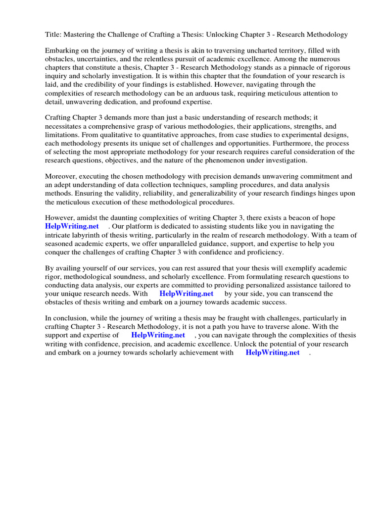 Research Methodology Thesis Chapter 3 | PDF | Methodology | Qualitative ...