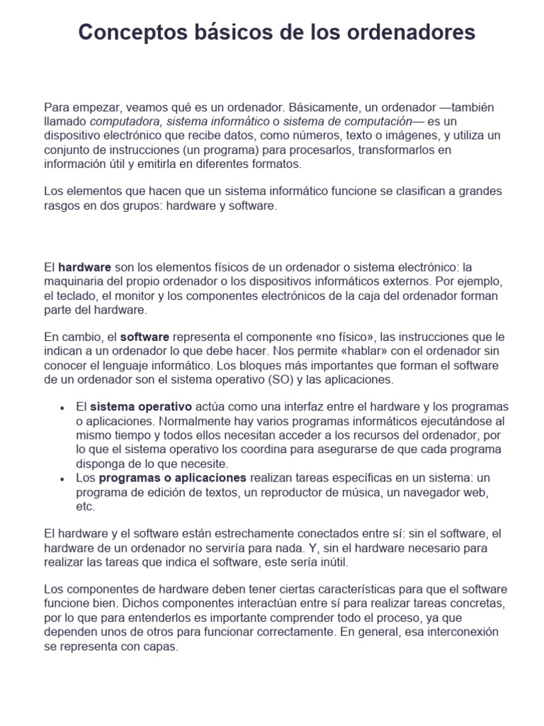 Conceptos Básicos Computadores | PDF | Hardware de la computadora | Almacenamiento de datos de ...