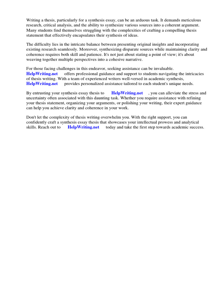 How To Write A Synthesis Essay Thesis | Download Free PDF | Essays ...