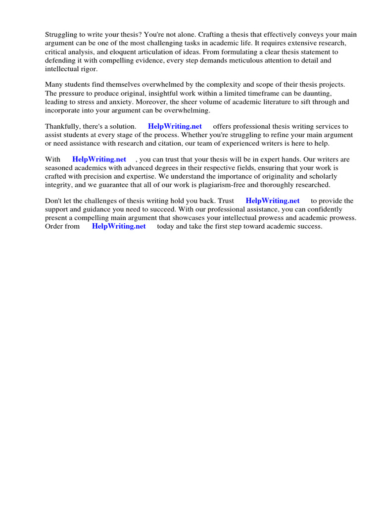 Thesis Main Argument | Download Free PDF | Essays | Argument