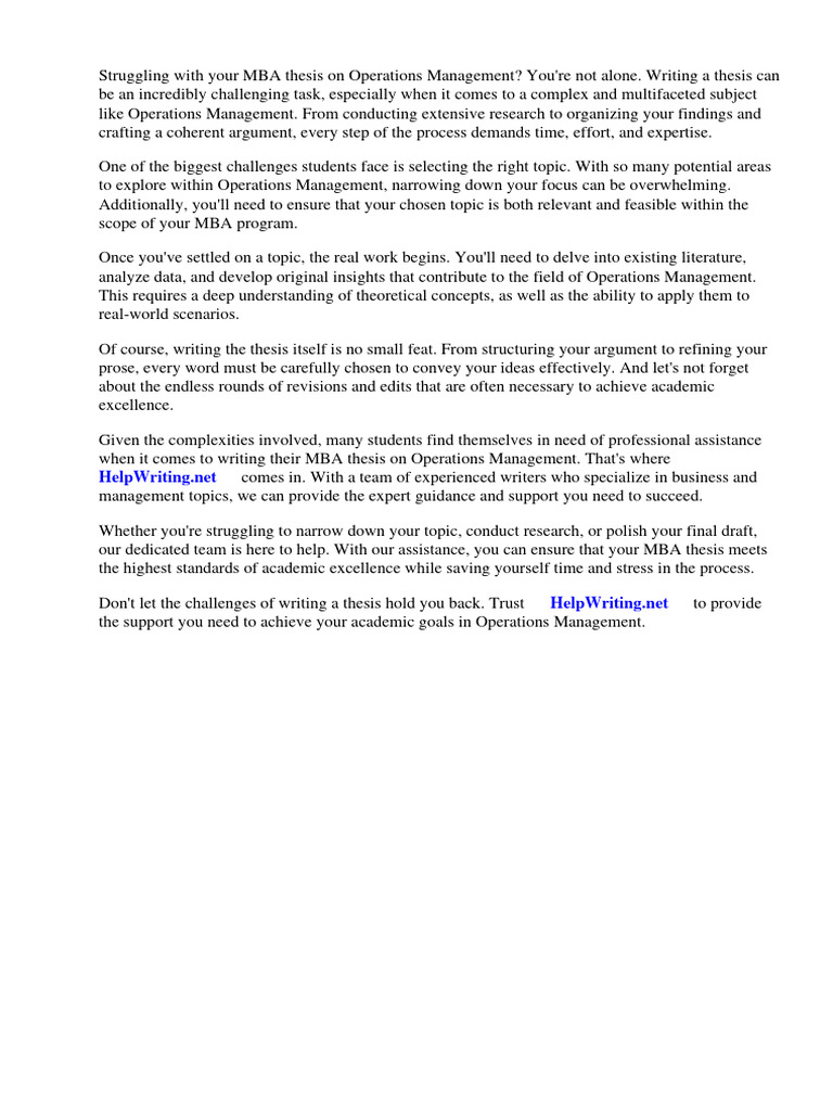 Mba Thesis Topics Operation Management | PDF | Operations Management ... Mba Thesis Topics Operation Management | PDF | Operations Management ...