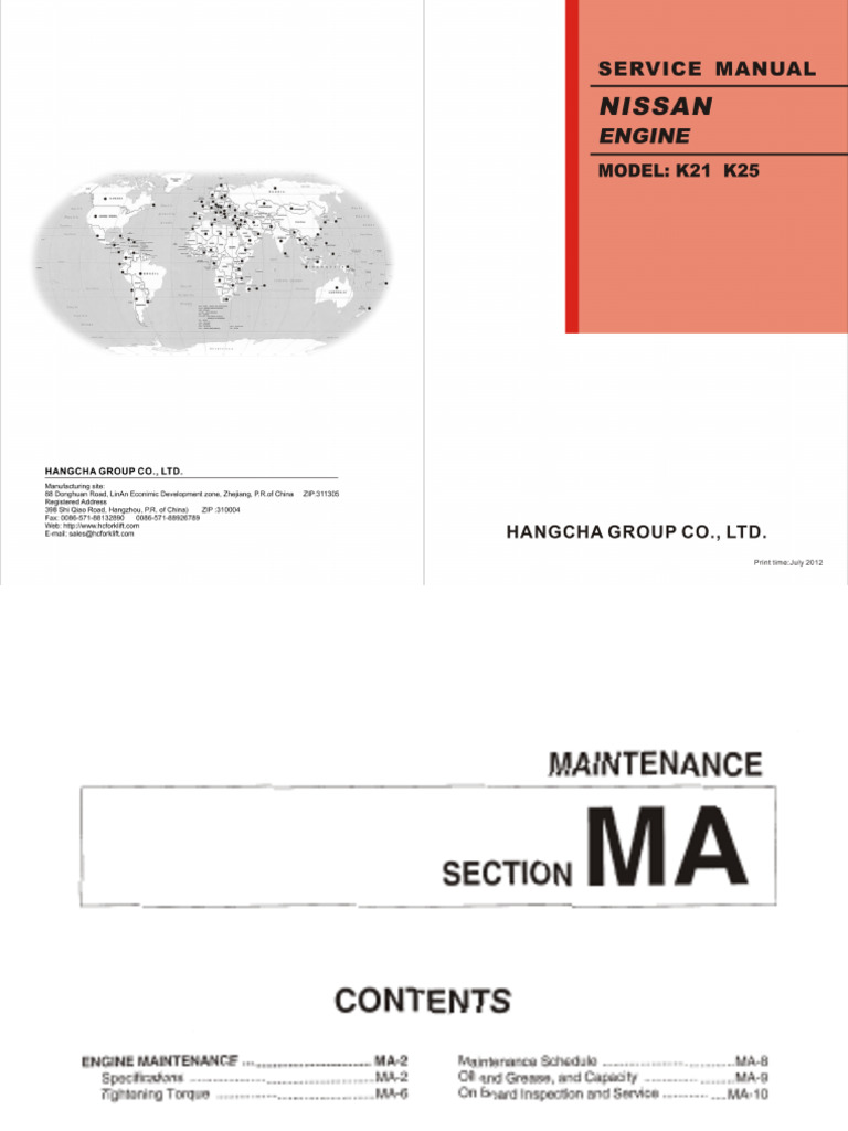 Nissan Engine K21 K25 Service Manual 2011 | PDF
