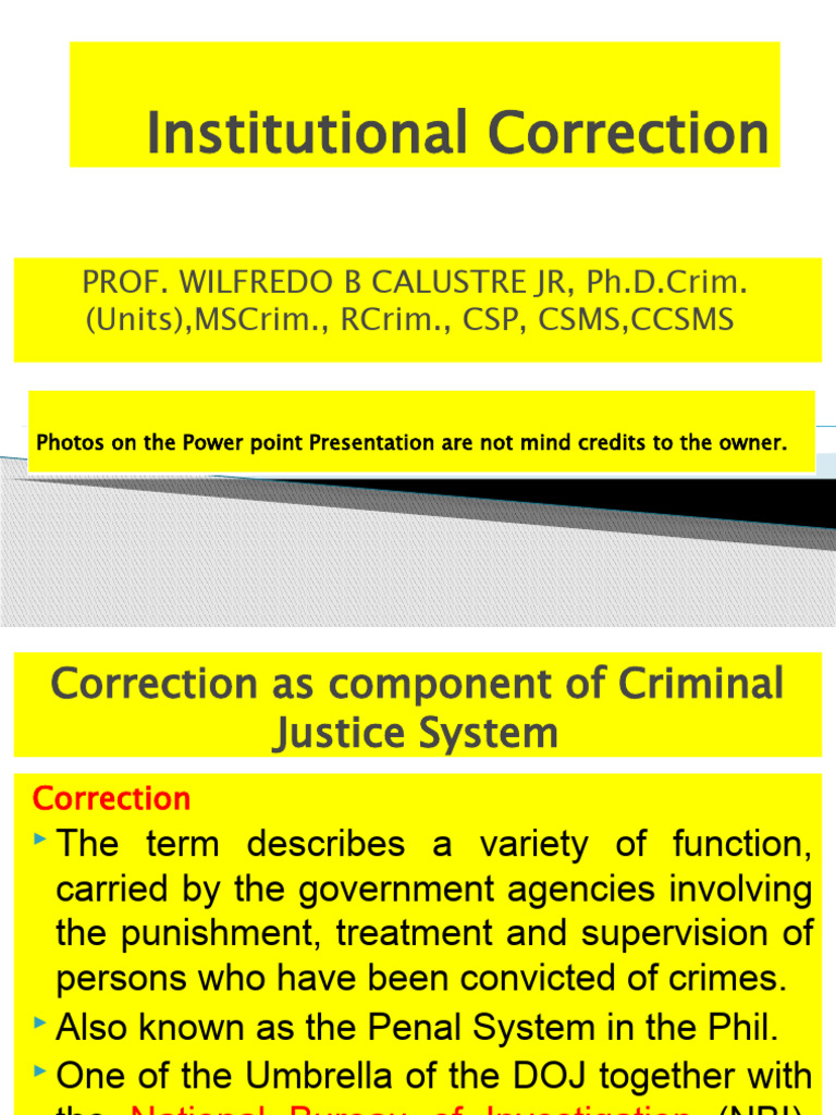 Institutional Correction Legacy Lecture | PDF | Detention (Imprisonment ...