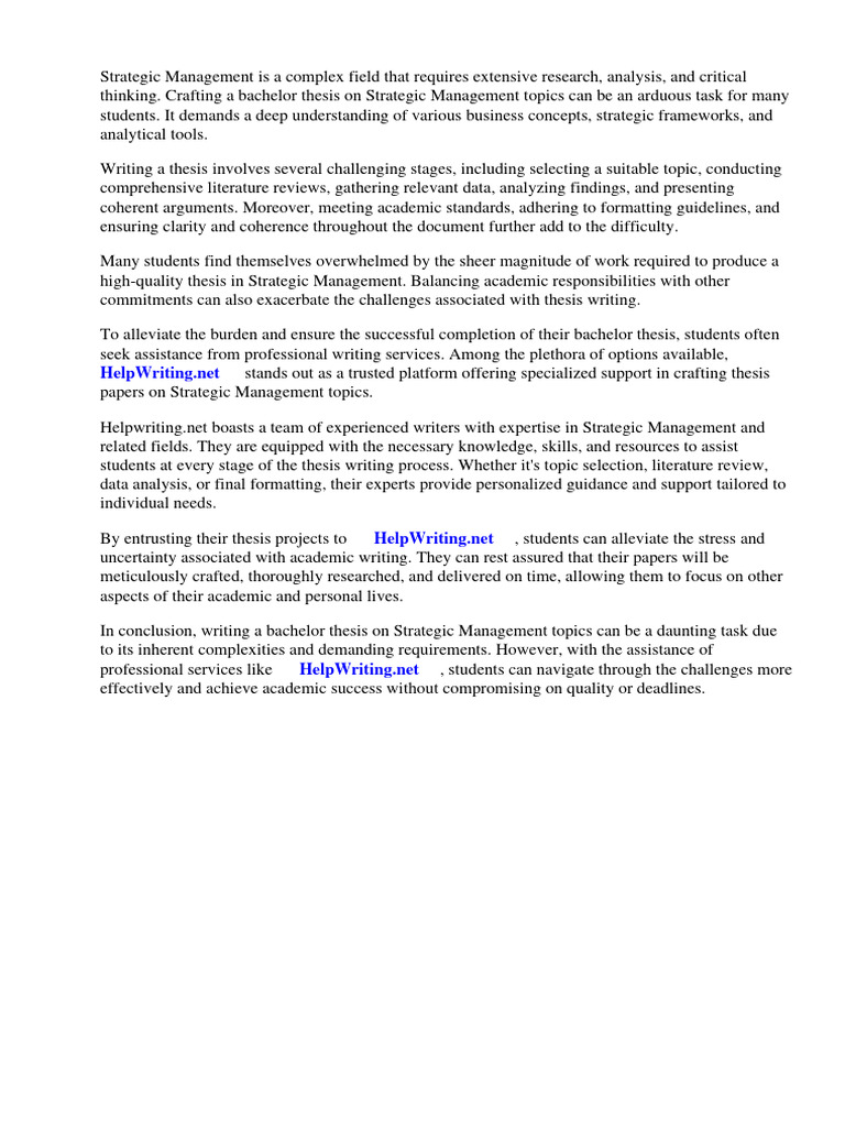 Bachelor Thesis Topics Strategic Management | PDF | Strategic ...
