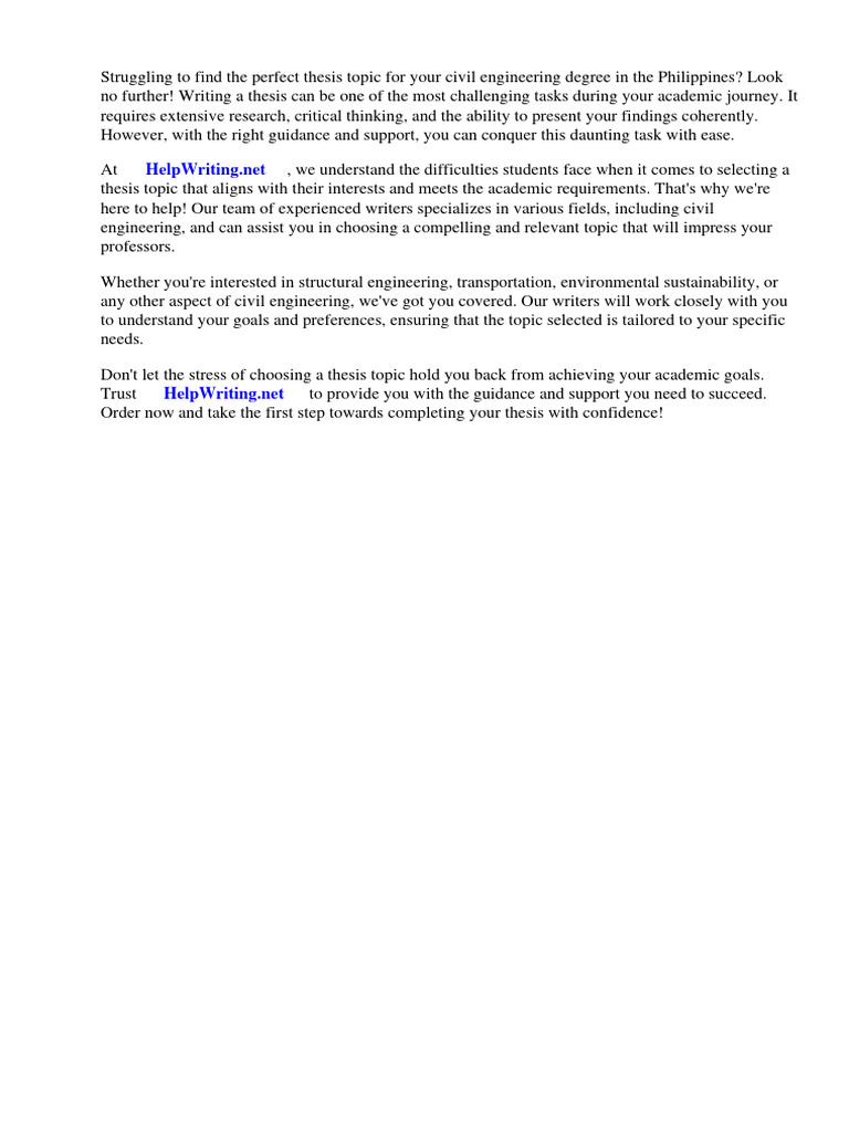 Thesis Topics Civil Engineering Philippines | PDF | Thesis | Mental Health