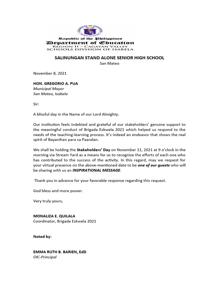 Letter To Stakeholders Pdf