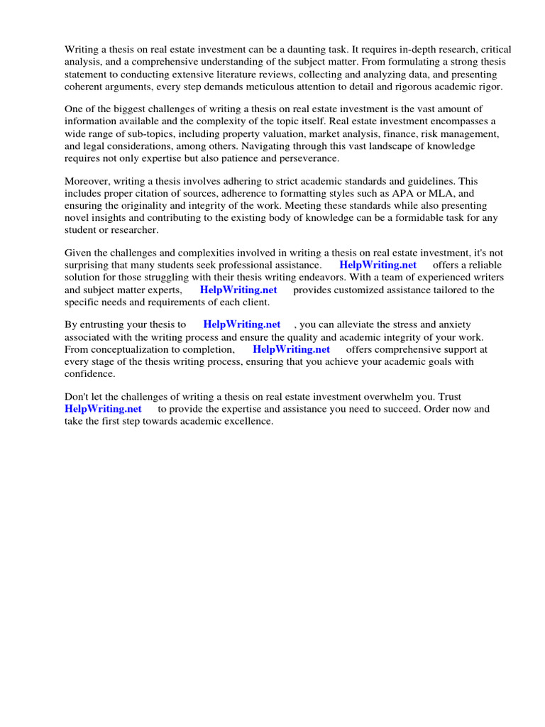 Thesis On Real Estate Investment | PDF | Http Cookie | Investing