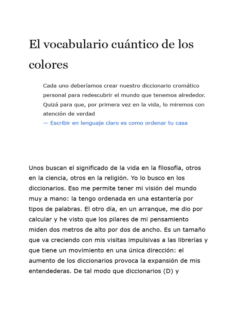El Vocabulario Cuántico de Los Colores | PDF | Color | Azul El Vocabulario Cuántico de Los Colores | PDF | Color | Azul