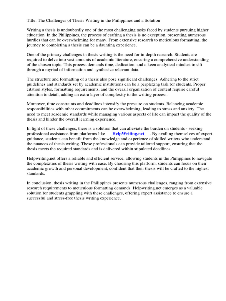 Sample of Thesis Writing in Philippines | PDF | Thesis