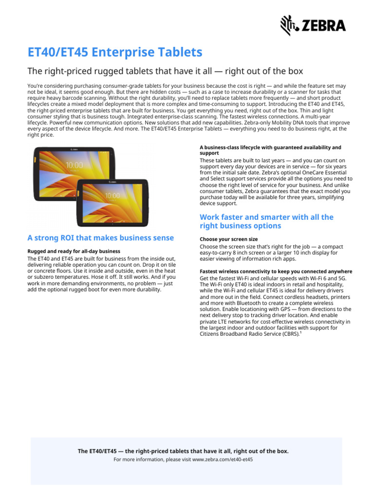 Et40 Et45 Spec Sheet en Us | PDF | Wi Fi | Tablet Computer