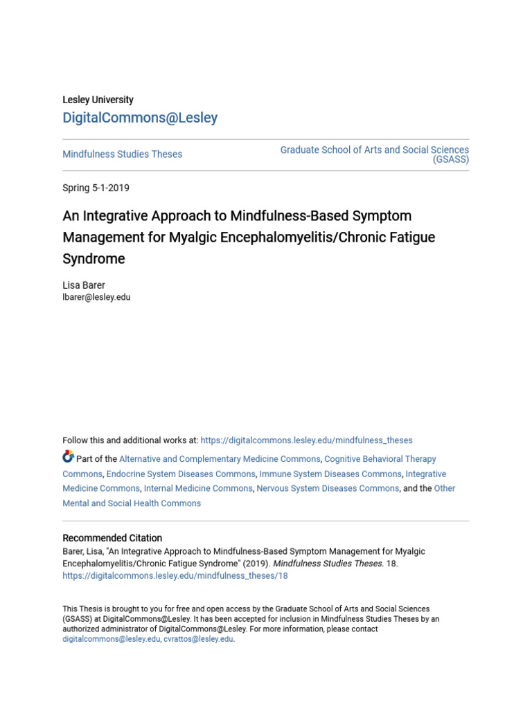 An Integrative Approach To Mindfulness-Based Symptom Management F | PDF ...