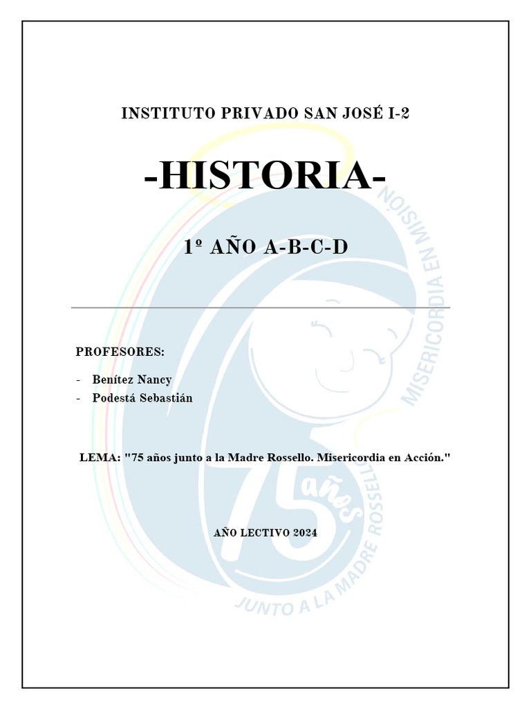Programa HISTORIA I° San Jose 2024 | PDF | Antigua Grecia