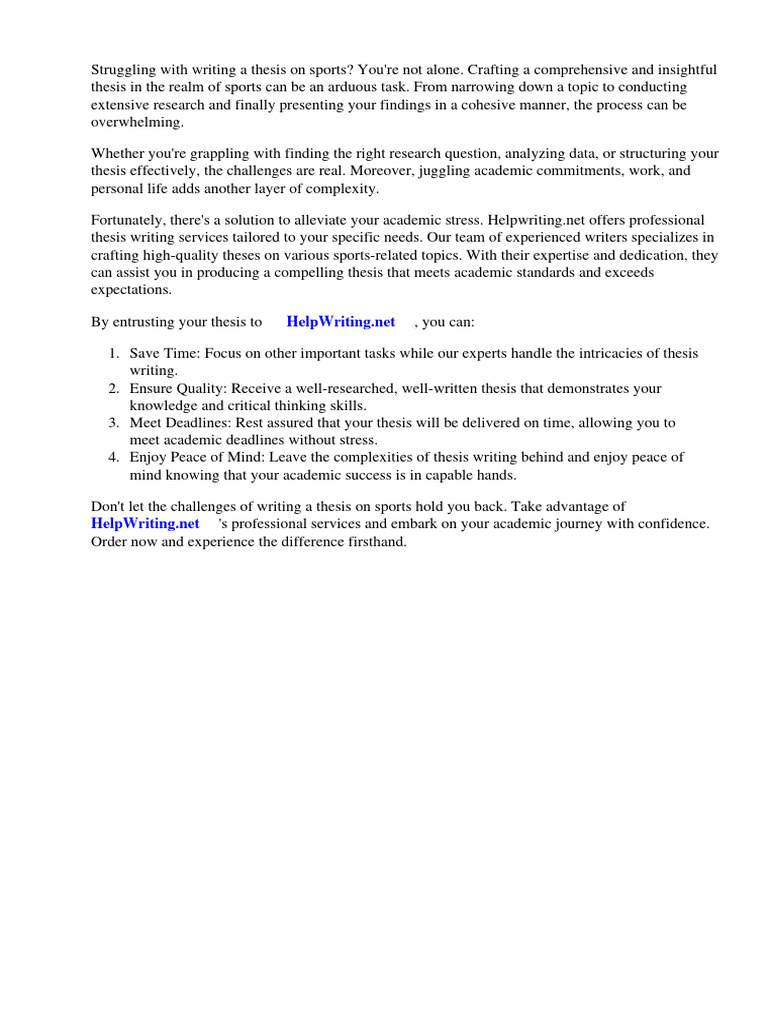 Sport Thesis Ideas | PDF | Thesis | Essays