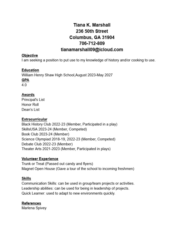 Skillsusa Resume | PDF