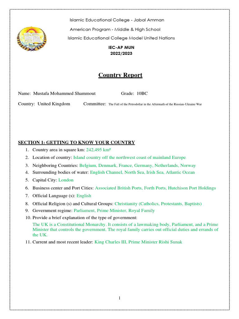 Country Report | PDF | United Nations | International Relations