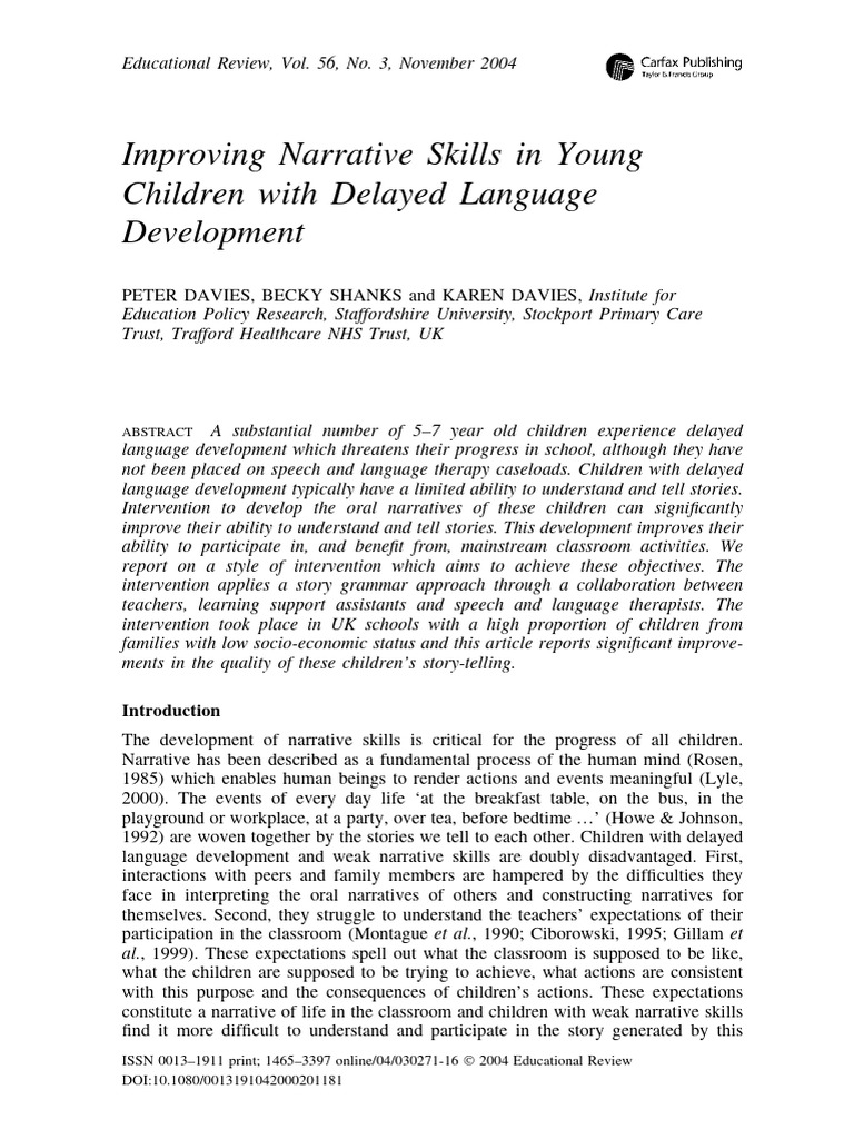 Improving Narrative Skills in Young Children With Delayed Language ...